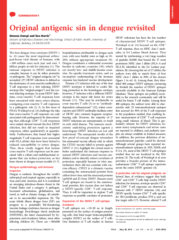 (PDF) Original antigenic sin in dengue revisited | Simona Zompi ...