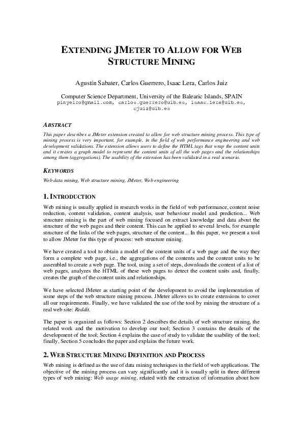 Pdf Extending Jmeter To Allow For Web Structure Mining