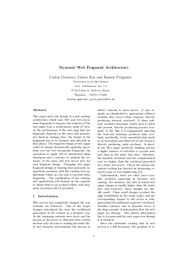 Pdf Dynamic Web Fragment Architecture Carlos Juiz