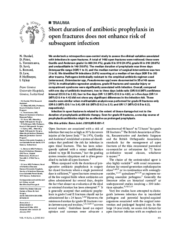 (PDF) Short duration of antibiotic prophylaxis in open fractures does ...