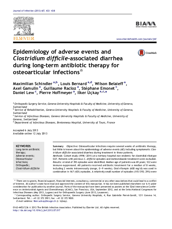 (PDF) Epidemiology of adverse events and Clostridium difficile ...