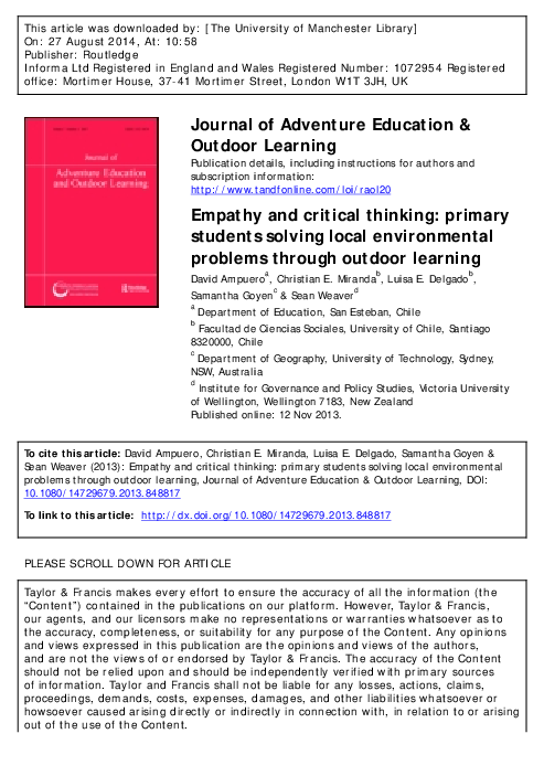 (PDF) Empathy and critical thinking: primary students solving local ...