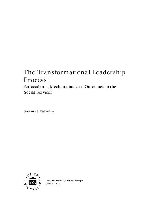 (PDF) The Transformational Leadership Process Antecedents, Mechanisms ...