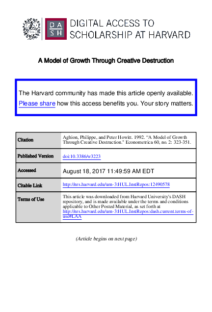 (PDF) A Model of Growth Through Creative Destruction A MODEL OF GROWTH ...