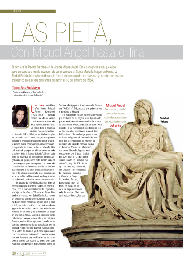 (PDF) Las Pietà. Una iconografía antigua reiterada en Miguel Ángel