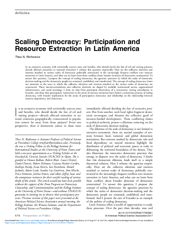 (PDF) Scaling Democracy: Participation and Resource Extraction in Latin ...