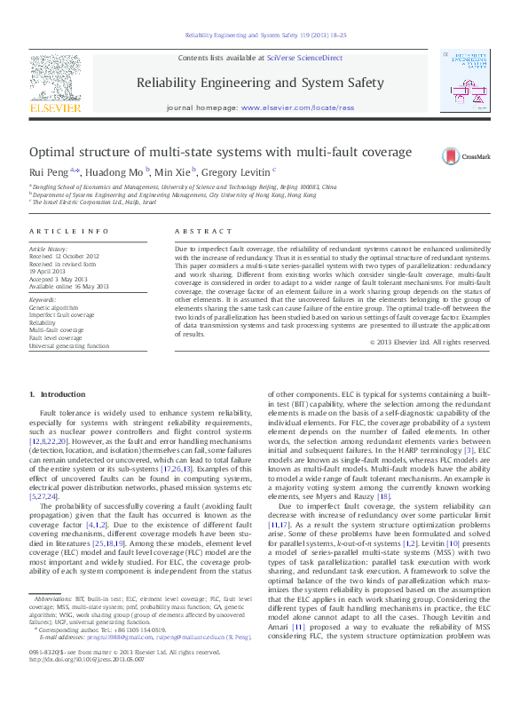 Pdf Optimal Structure Of Multi State Systems With Multi Fault 7502