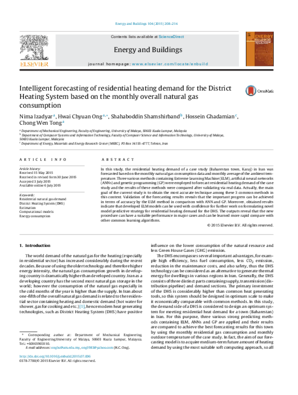 (PDF) Intelligent forecasting of residential heating demand for the District Heating System ...