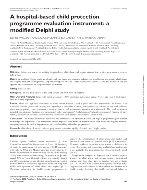 (PDF) A hospital-based child protection programme evaluation instrument: a modified Delphi study