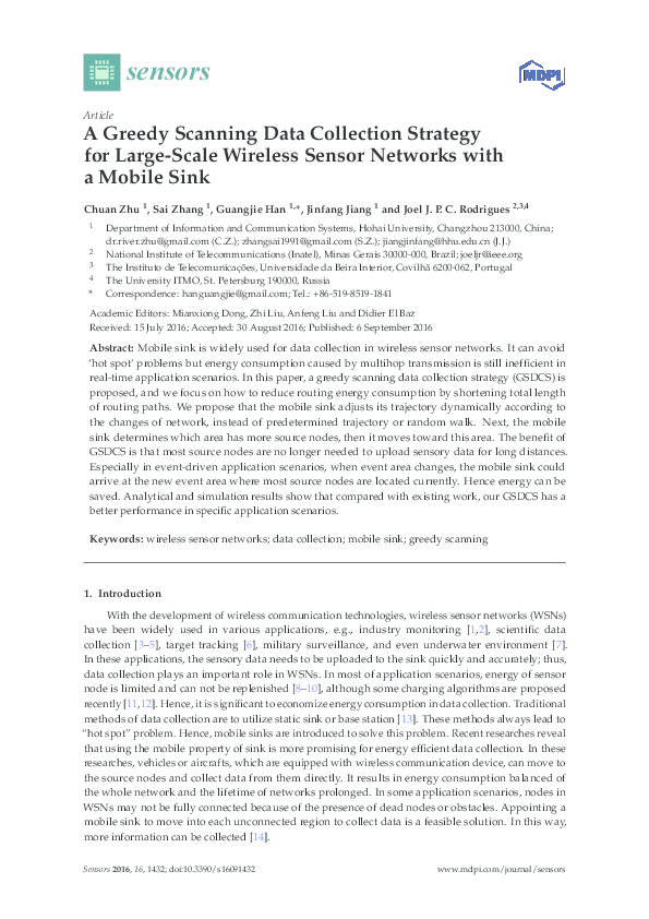 Pdf A Greedy Scanning Data Collection Strategy For Large Scale Wireless Sensor Networks With A