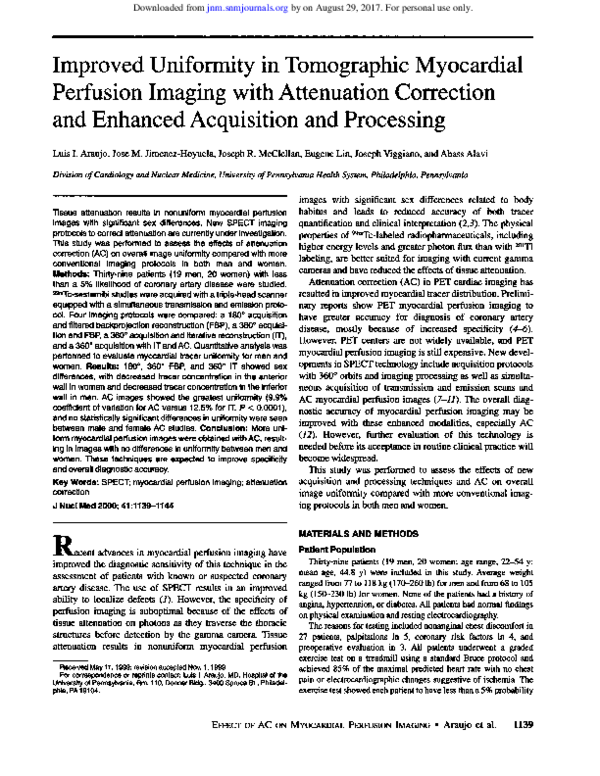 (PDF) Improved Uniformity in Tomographic Myocardial Perfusion Imaging ...