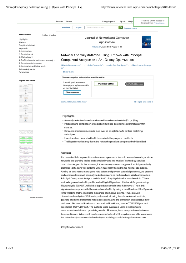 Pdf Network Anomaly Detection Using Ip Flows With Principal Component 7996