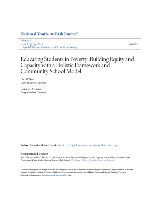 (PDF) Educating Students in Poverty: Building Equity and Capacity with ...