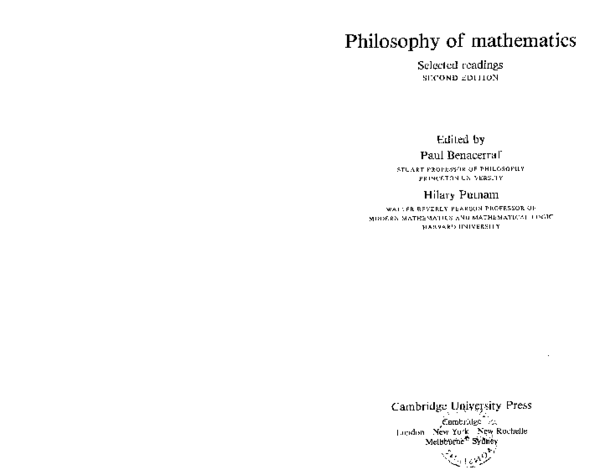 (PDF) Philosophy of mathematics Selected readings SECOND EDITION