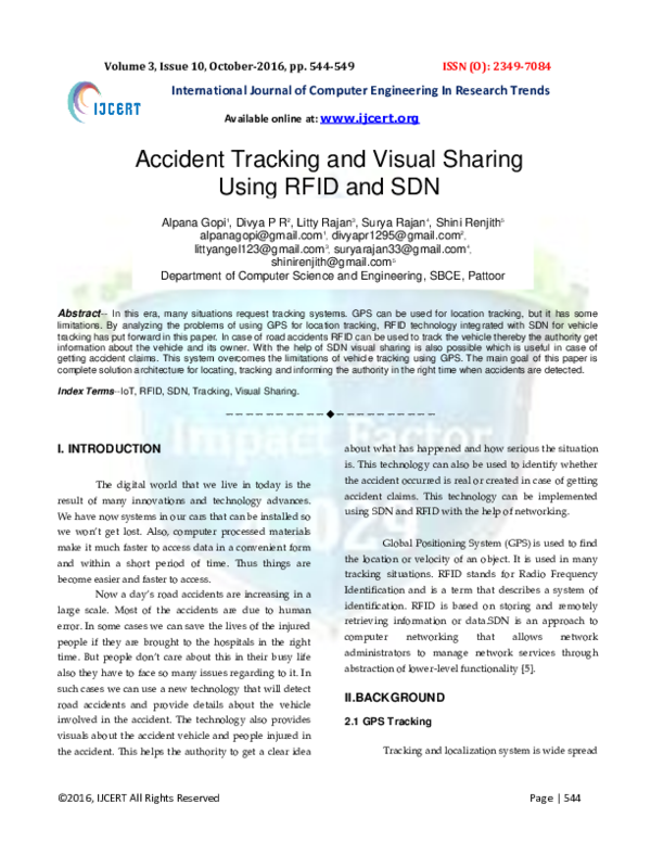 (PDF) Accident Tracking and Visual Sharing Using RFID and SDN