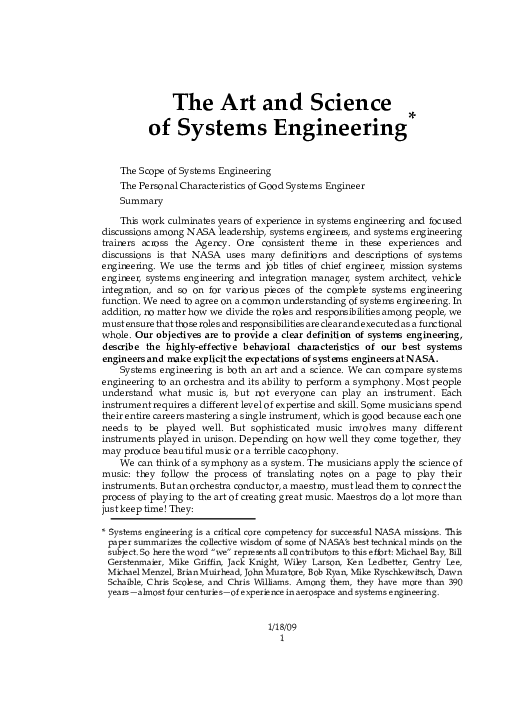 (PDF) The!Art!and!Science of!Systems!Engineering
