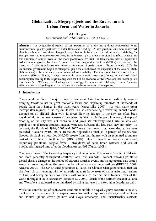 (PDF) Globalization, Mega-projects and the Environment: Urban Form and ...