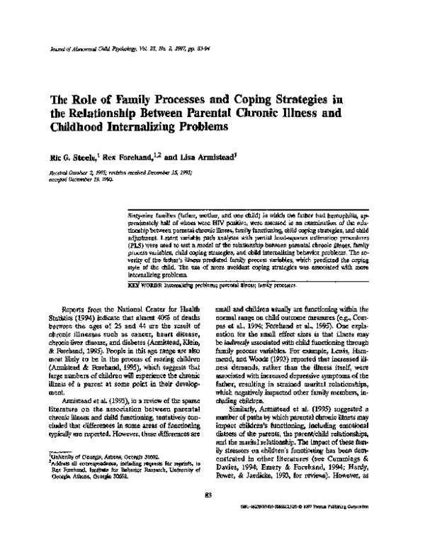 (PDF) The role of family processes and coping strategies in the relationship between parental ...
