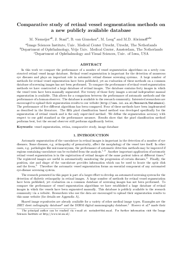 (PDF) Comparative study of retinal vessel segmentation methods on a new ...