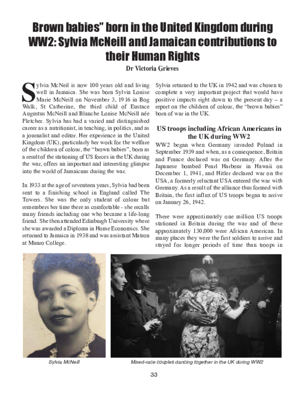 (PDF) 'Brown babies' born in the United Kingdom during WW2: Sylvia ...
