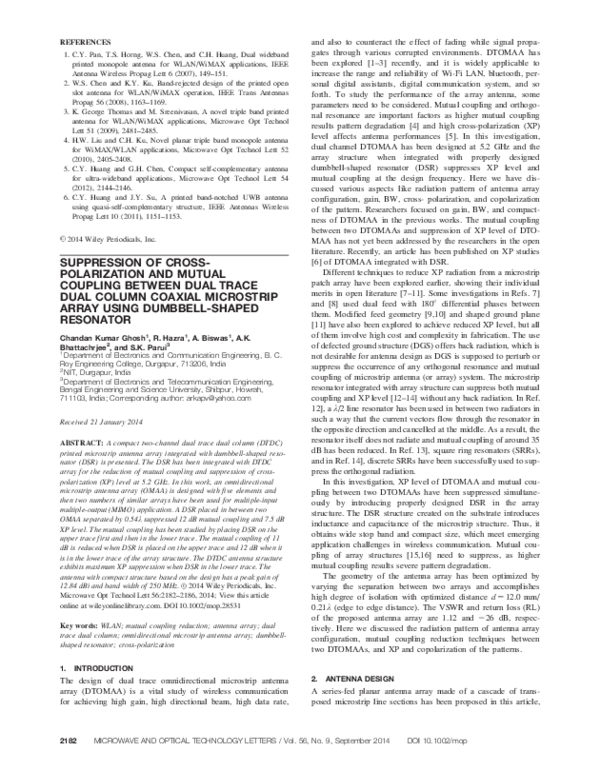 Pdf Suppression Of Cross Polarization And Mutual Coupling Between Dual Trace Dual Column