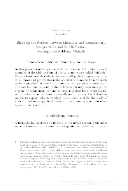 (PDF) “Blending the Borders between Literature and Commentary ...