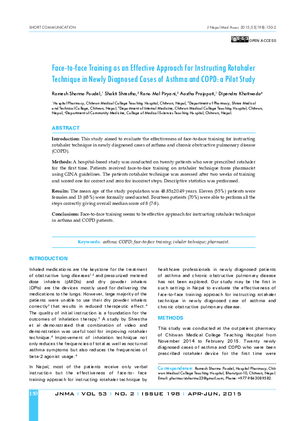 (PDF) Face-to-face Training as an Effective Approach for Instructing ...
