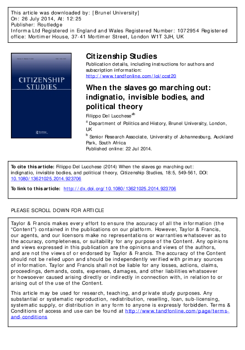 (PDF) «When the slaves go marching out: indignatio, invisible bodies ...