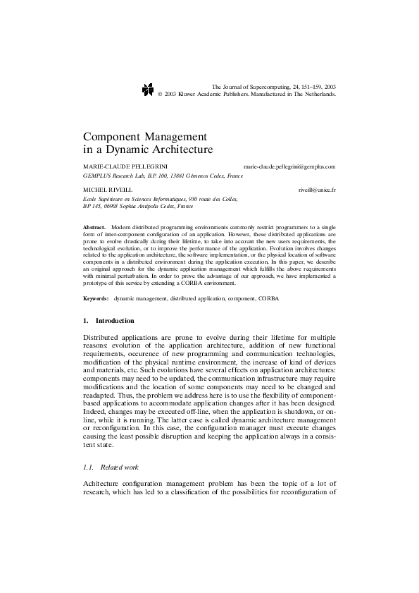 (PDF) Component Management in a Dynamic Architecture