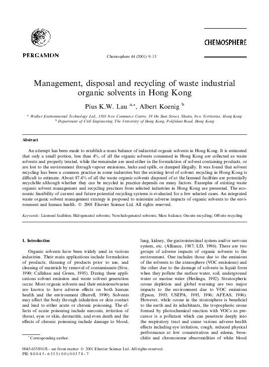 (PDF) Management, disposal and recycling of waste industrial organic ...