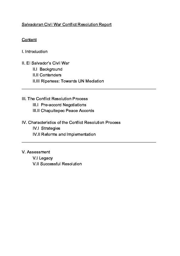 (PDF) Salvadoran Civil War Conflict Resolution Report