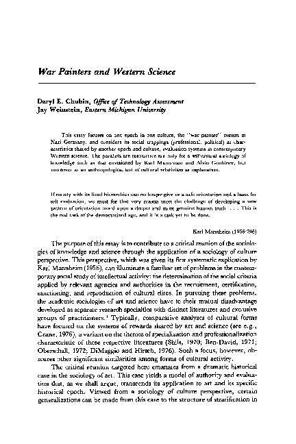 (PDF) War Painters and Western Science | Daryl Chubin - Academia.edu