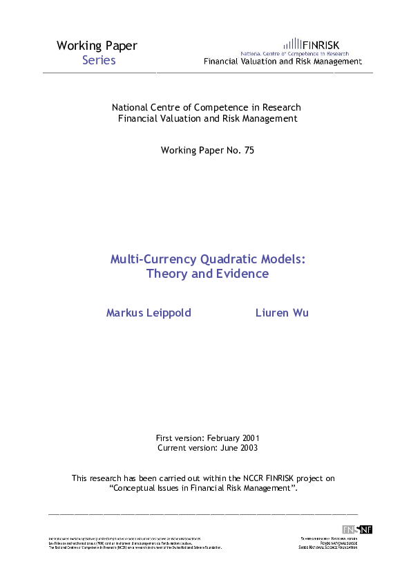 (PDF) Working Paper Series National Centre of Competence in Research ...