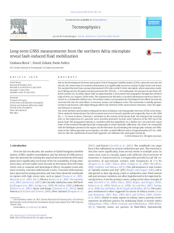 (PDF) Long-term GNSS measurements from the northern Adria microplate ...