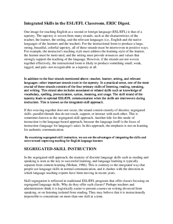 integrated skills in english language teaching pdf