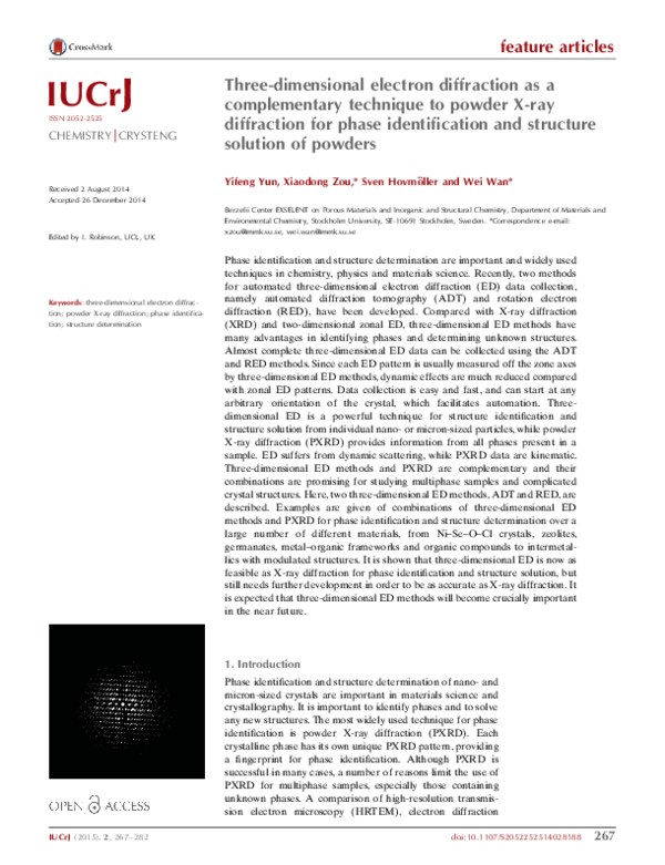 (PDF) Three-dimensional electron diffraction as a complementary ...