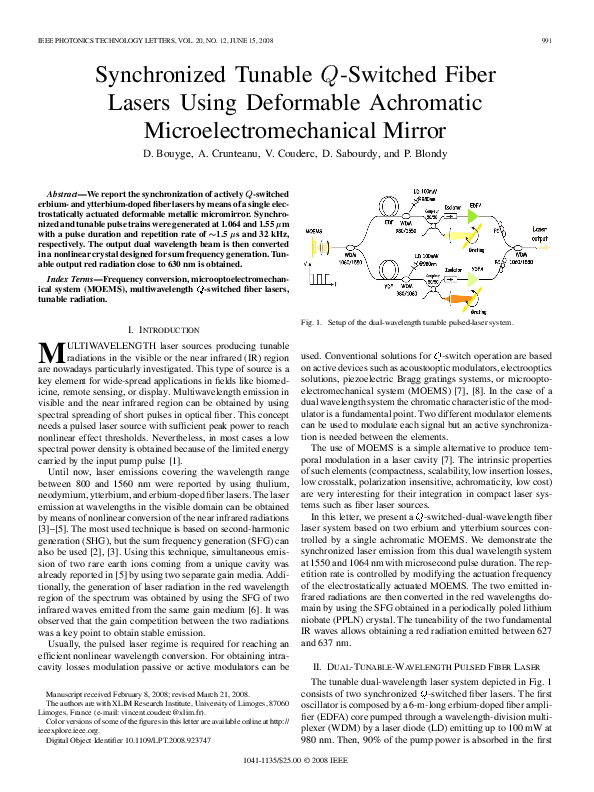(PDF) Synchronized Tunable $Q$ -Switched Fiber Lasers Using Deformable ...