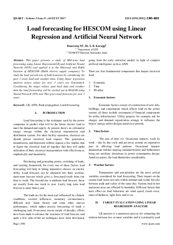 (PDF) Load forecasting for HESCOM using Linear Regression and ...