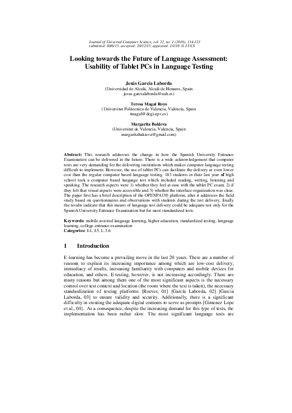 (PDF) Looking towards the Future of Language Assessment: Usability of ...