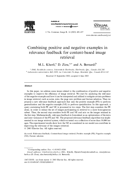 (PDF) Combining positive and negative examples in relevance feedback for content-based image ...