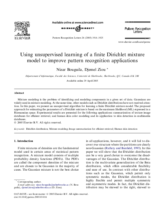 Pdf Using Unsupervised Learning Of A Finite Dirichlet Mixture Model To Improve Pattern