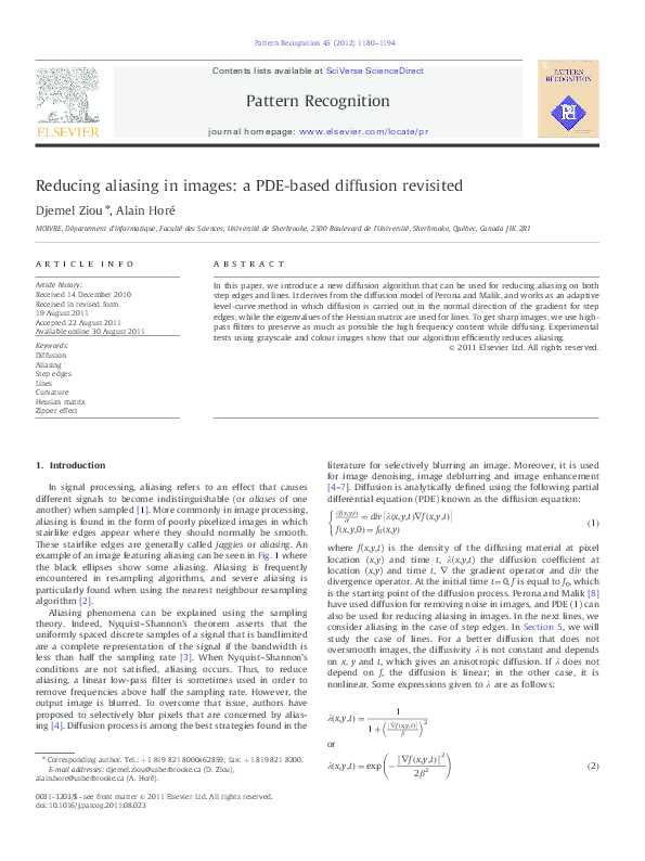 Pdf Reducing Aliasing In Images A Pde Based Diffusion Revisited