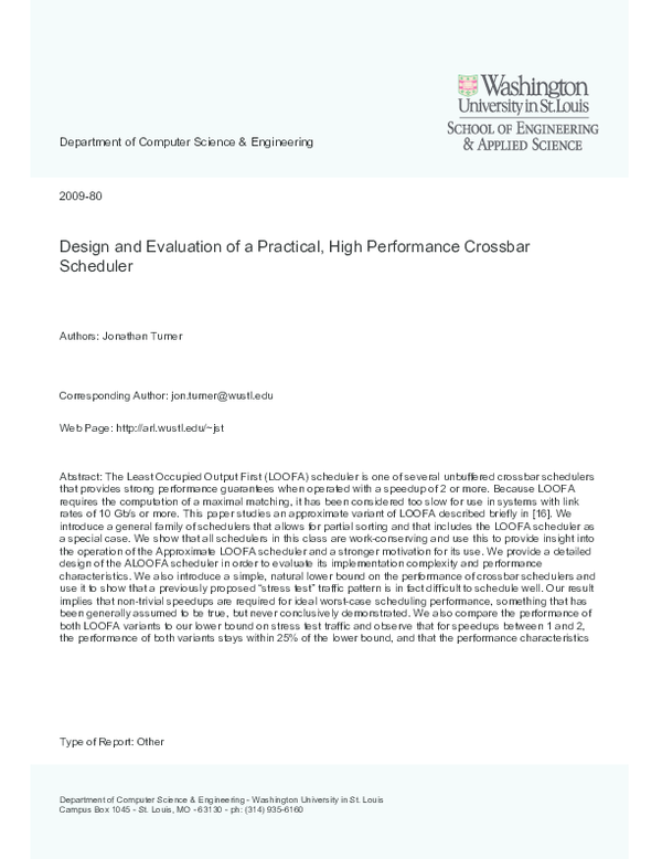 Pdf Design And Evaluation Of A Practical High Performance Crossbar Scheduler