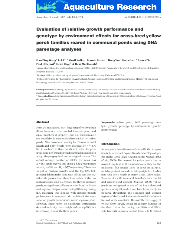 (PDF) Evaluation of relative growth performance and genotype by ...