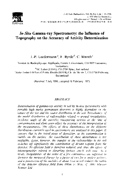 (PDF) In-Situ gamma-ray spectrometry: the influence of topography on ...