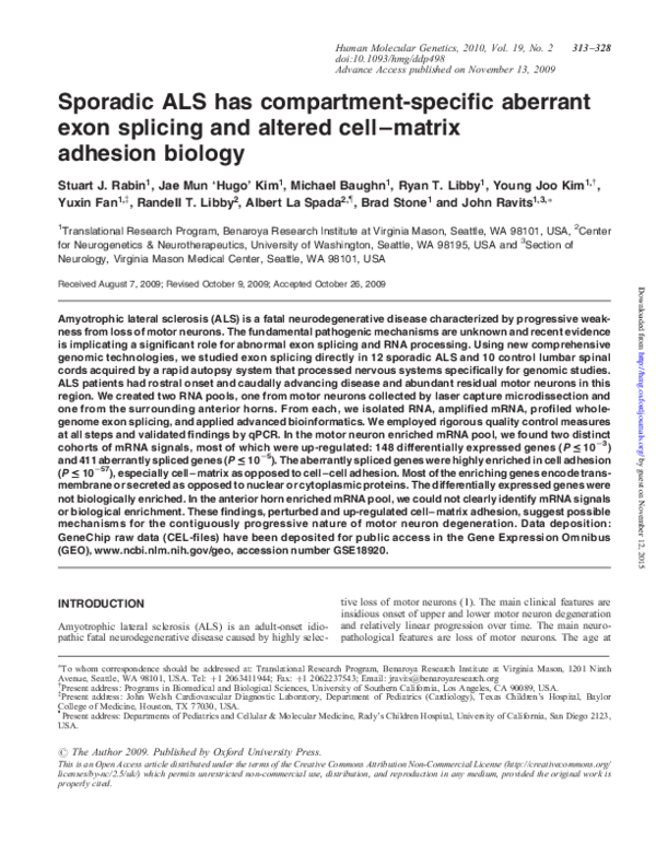 (PDF) Sporadic ALS has compartment-specific aberrant exon splicing and ...