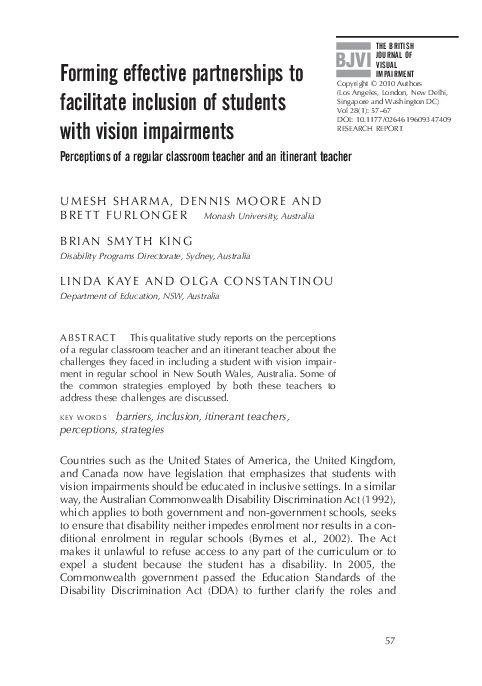 (PDF) Forming effective partnerships to facilitate inclusion of ...