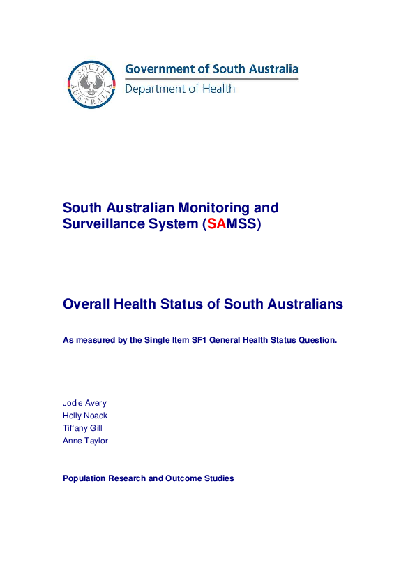 (PDF) Overall health status of South Australians as measured by the ...