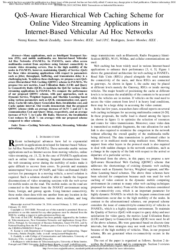 Pdf Qos Aware Hierarchical Web Caching Scheme For Online Video