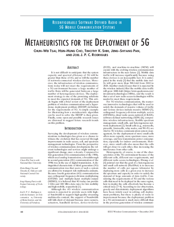(PDF) Metaheuristics for the DeployMent of 5G